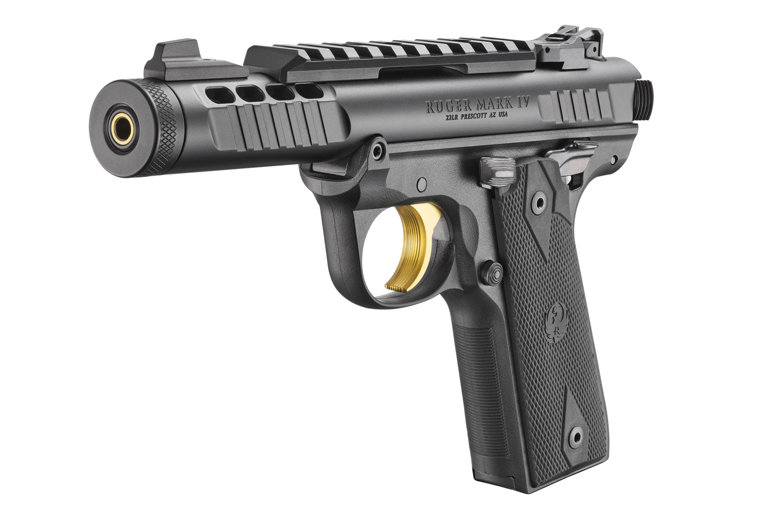 Ruger Mark IV 22/45 Lite, Black w. Gold trigger | TacDane