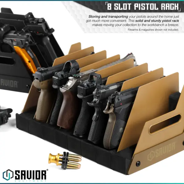 Savior Equipment Mobile Pistol Storage Rack w/ Handle | TacDane